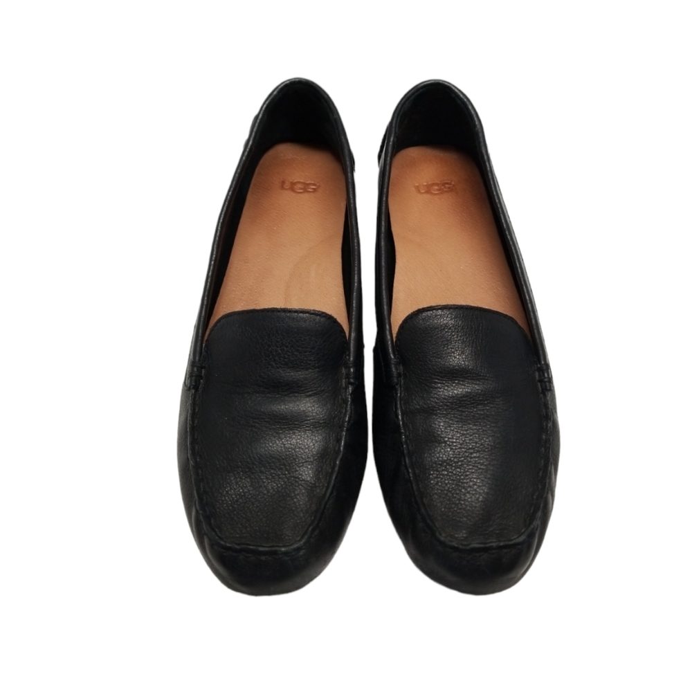 {Ugg} Women's Flores Black Leather Loafers Size 8.5 - Gem